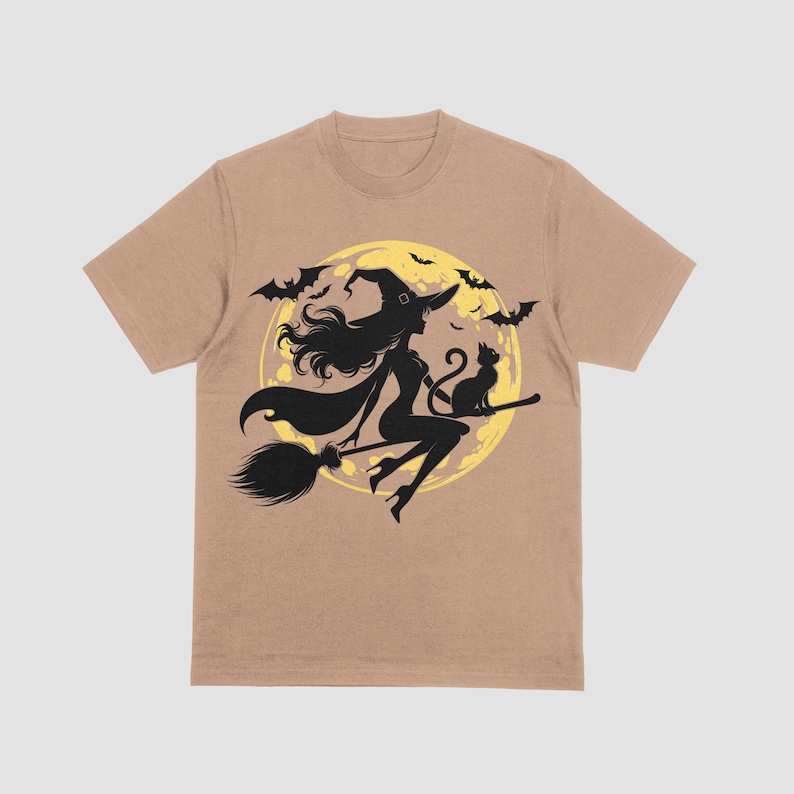 Witch Moon Cat Silhouette Whimsical Moon Girl Digital Art, Transparent ...