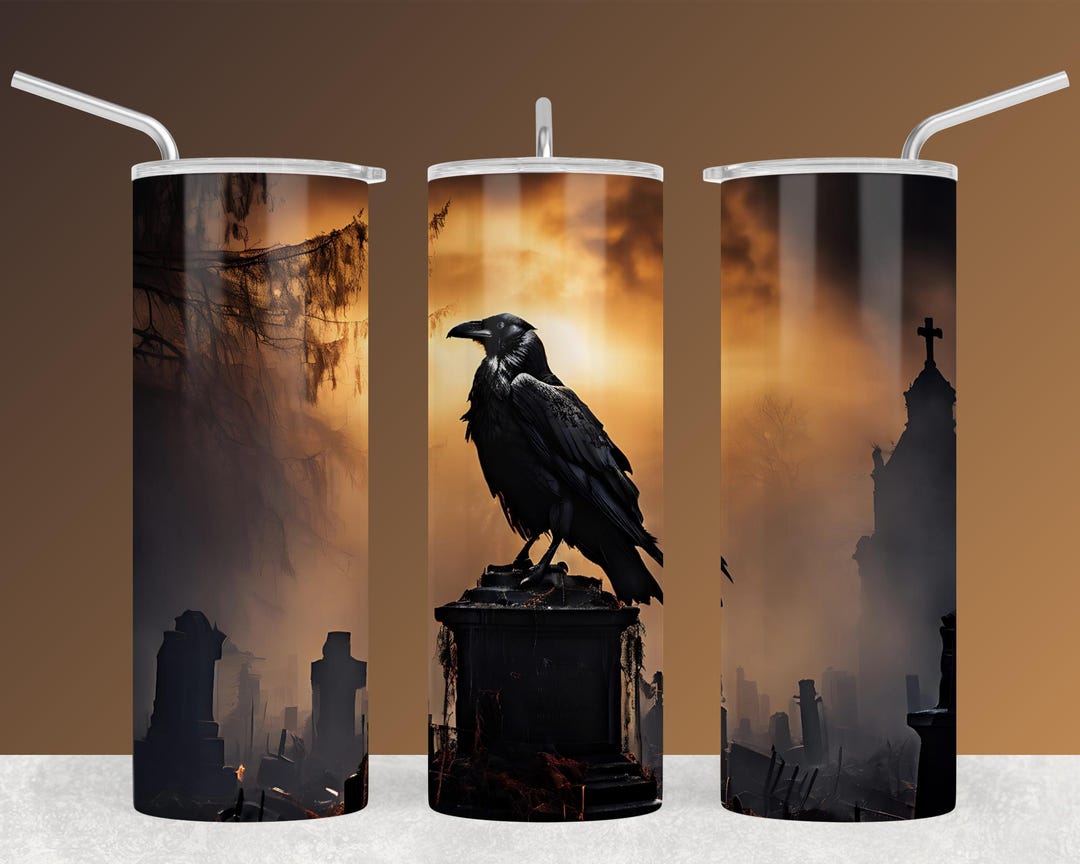 Spooky Crows PNG for Halloween Tumbler Wraps 20 Ounce Cemetery Design ...