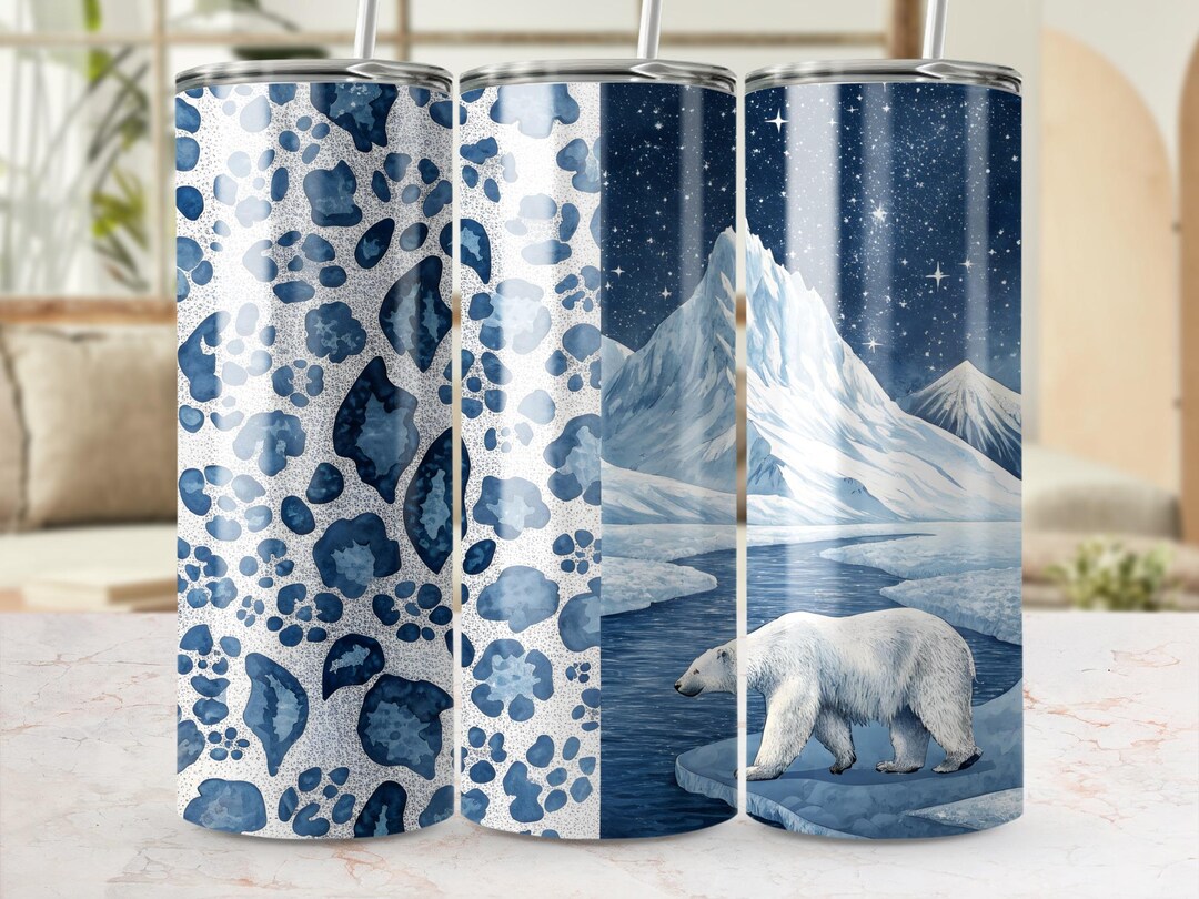 Winter Glam Tumbler Wrap PNG, Eisbär, 20 oz gerade und konisch ...