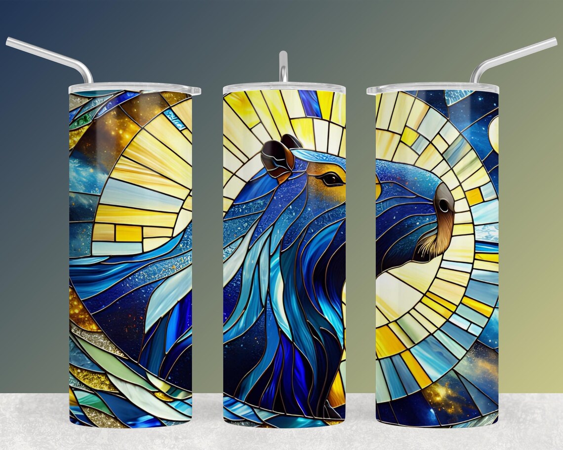 Capybara Stained Glass Mosaic Tumbler Wrap Instant Download Sublimation ...