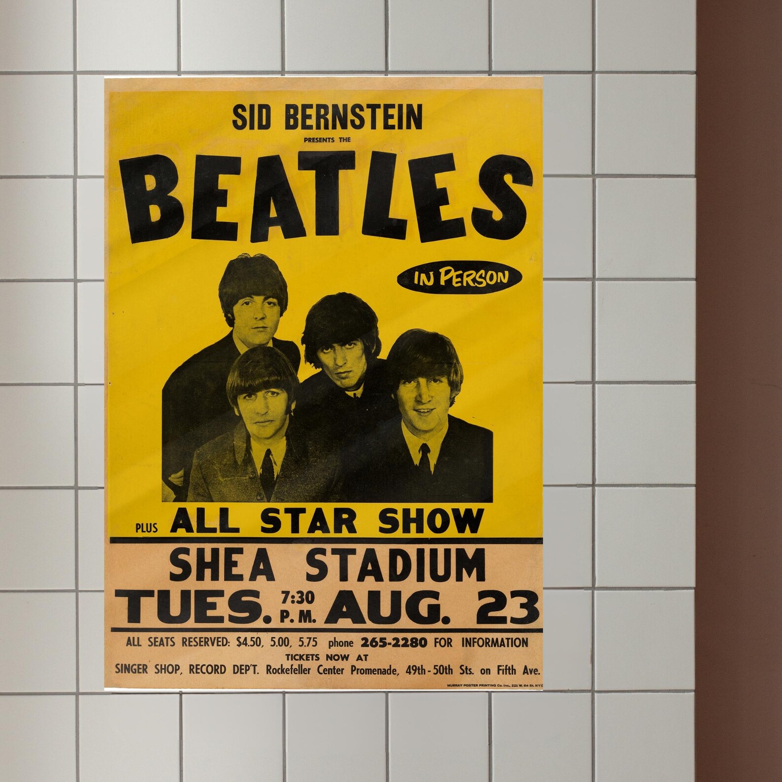 Beatles Shea Stadium 1966 Concert, Vintage Poster, Retro Poster, Metal ...