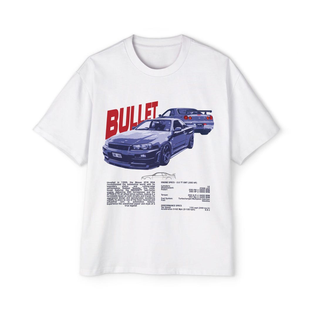 Skyline R34 GT-R Shirt Heavy Oversized Tee - Etsy
