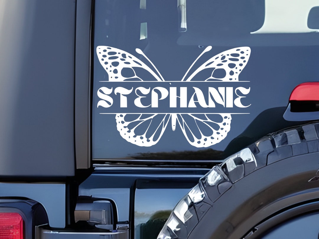Butterfly Car Decal Custom Sticker Butterfly Monogram Bumper Sticker ...