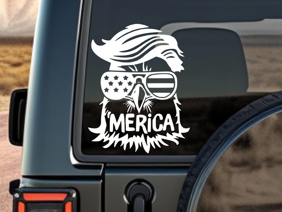 Merica Vinyl Decal - Funny Eagle Decal American Flag American Pride ...