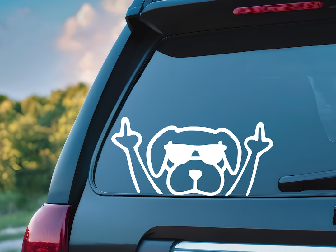Middle Finger Dog Car Decal - Vinyl Decal Funny Dog Sticker Dog ...