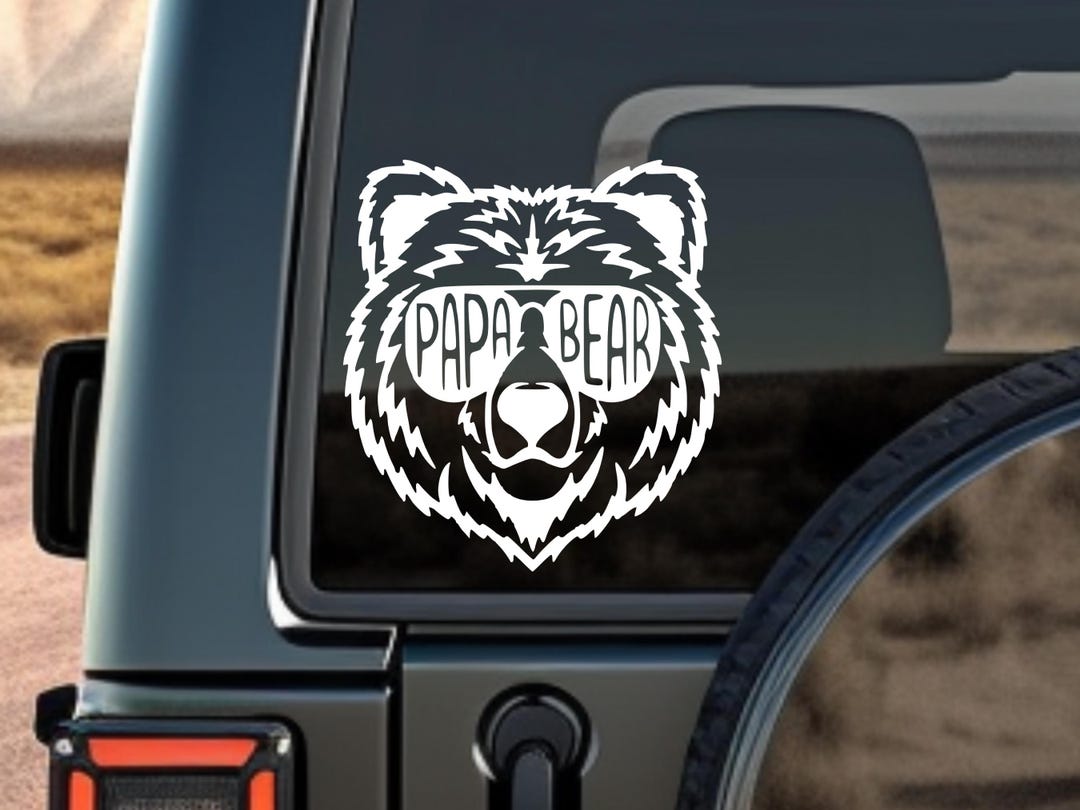 Papa Bear Vinyl Decal - Bear Car Decal for Trucks Mountain Bear Sticker ...