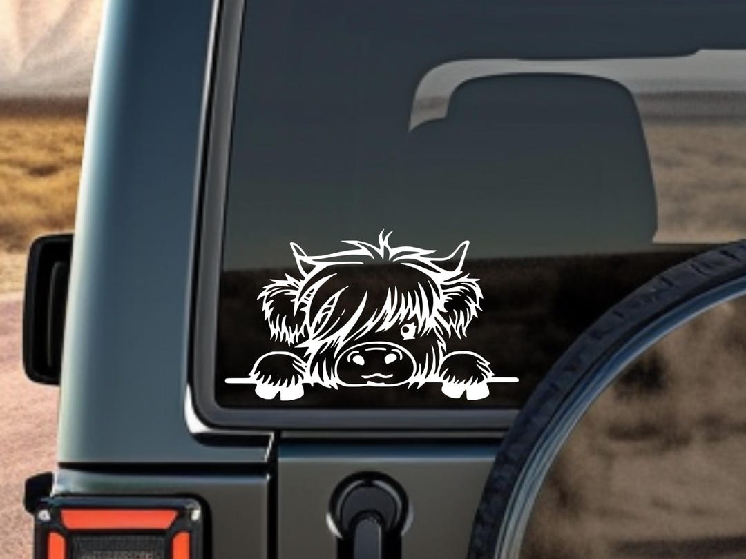 Highland Cow Vinyl Decal - Cow Car Decal for Trucks Sticker Bumper ...