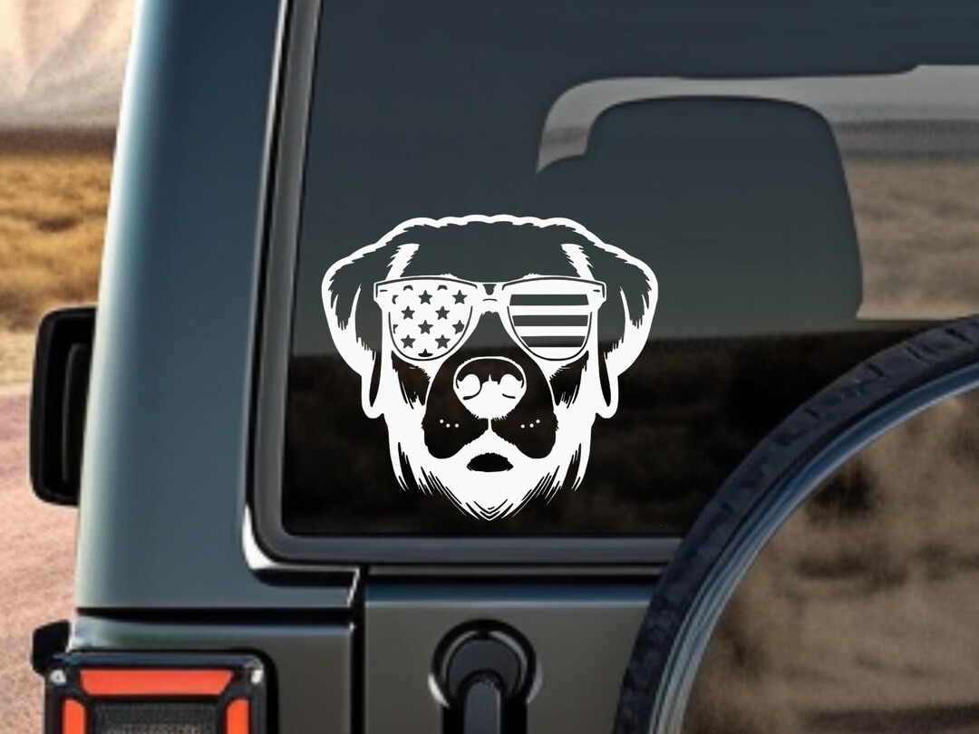 Labrador Vinyl Decal - Dog Decal American Flag Lab Sunglasses American ...