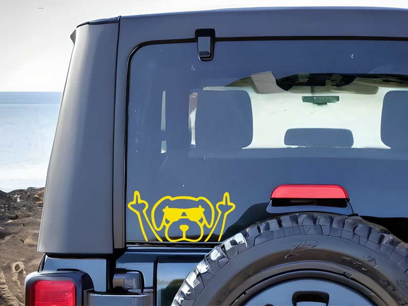 Middle Finger Dog Car Decal - Vinyl Decal Funny Dog Sticker Dog ...