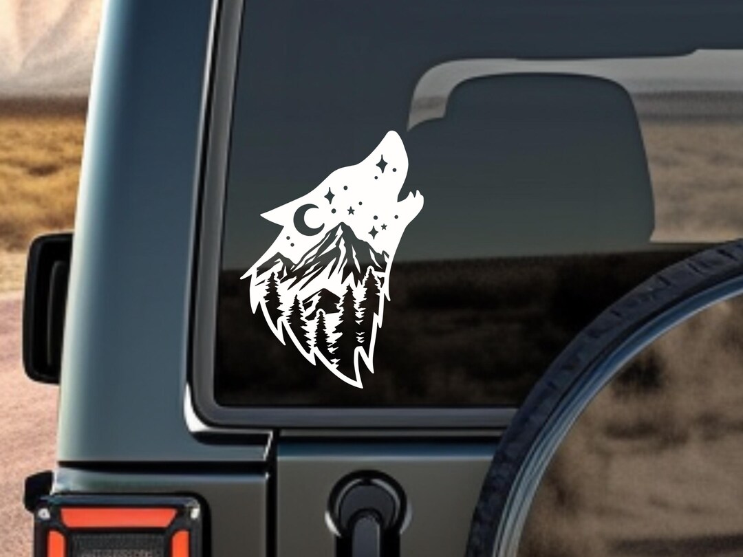 Mountain Wolf Vinyl Decal - Howling Wolf Car Decal for Trucks Mountain ...