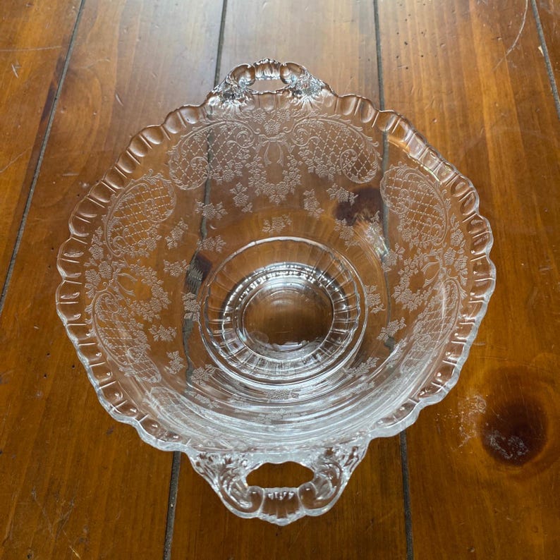 Vintage Rare Fostoria Crystal Romance Serving/fruit Bowl W/ Handles ...