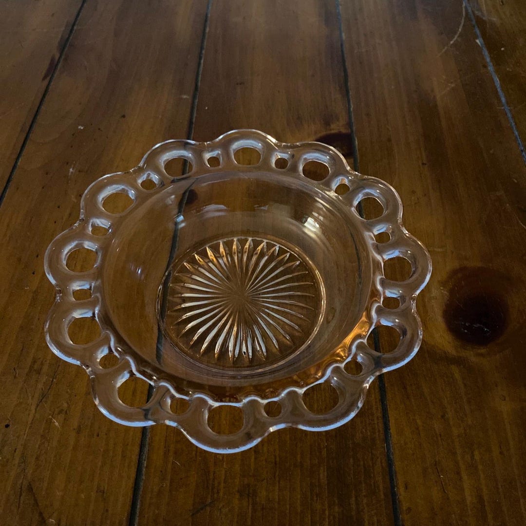 Anchor Hocking Old Colony Pink Depression Glass Open Lace Edge Bowl 6 ...