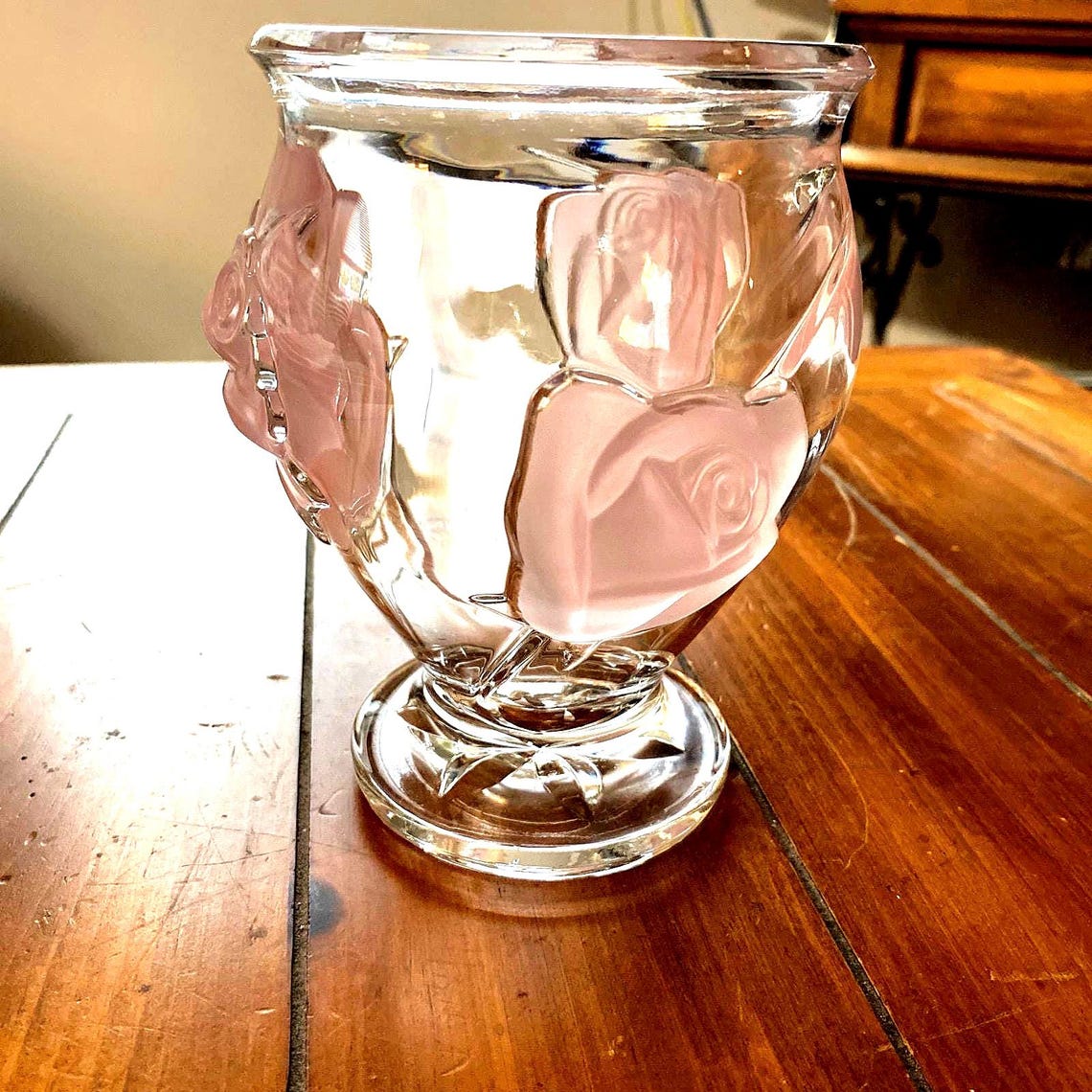 Vintage Teleflora Raised Satin Roses Glass Vase, Made in France - Etsy