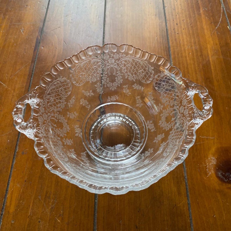 Vintage Rare Fostoria Crystal Romance Serving/fruit Bowl W/ Handles ...