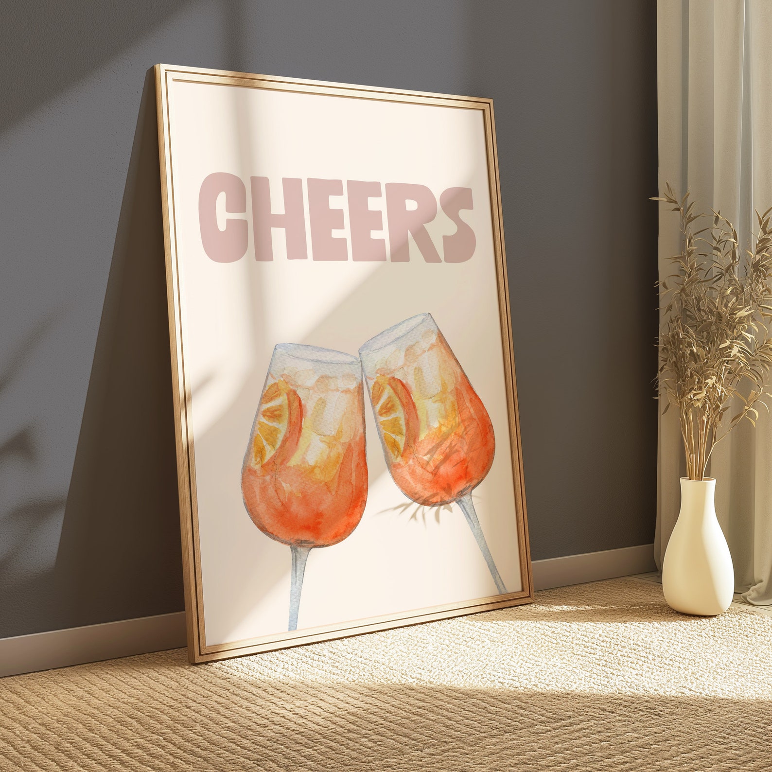 Aperol Spritz Print, Cheers Print, Light Pink Wall Art, Alcohol Prints ...