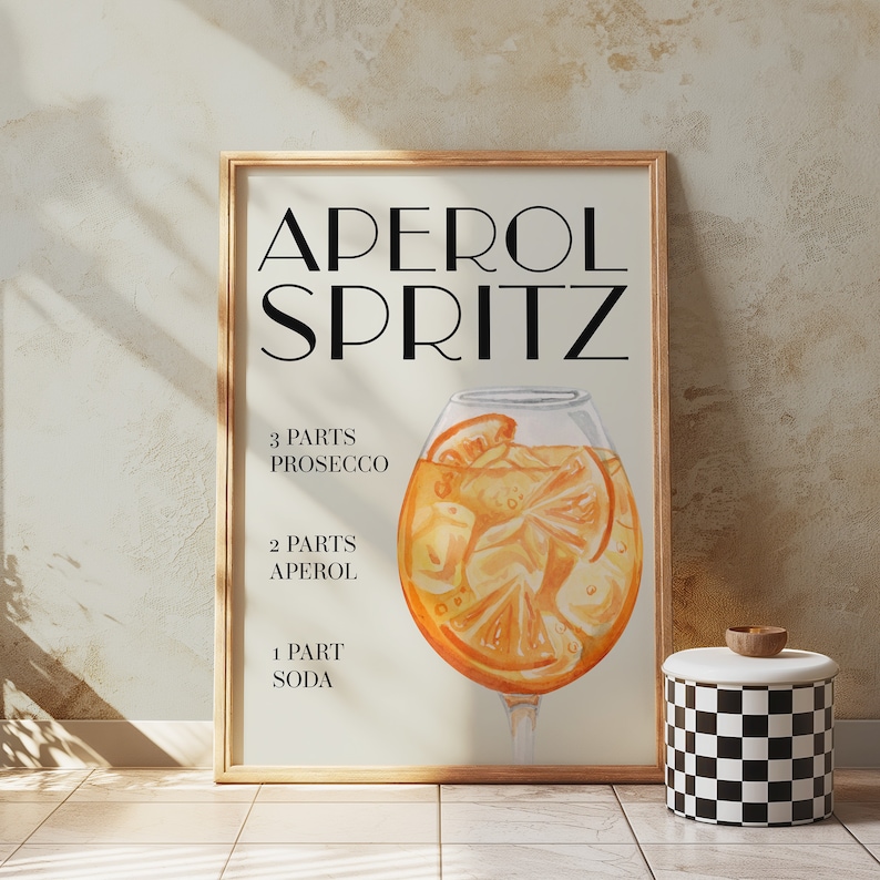 Aperol Spritz Print, Aperol Spritz Poster, Bar Cart Posters, Alcohol ...