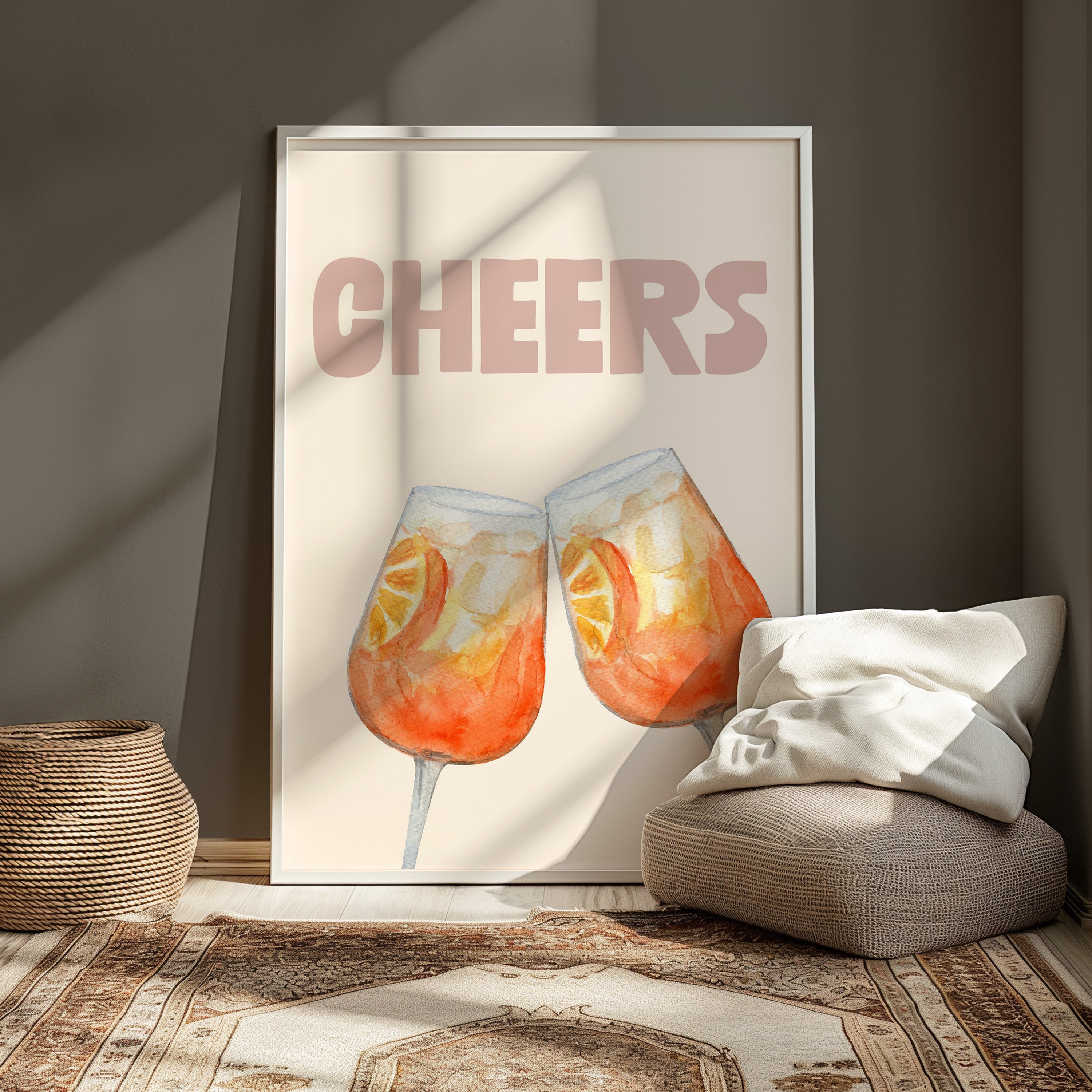 Aperol Spritz Print, Cheers Print, Light Pink Wall Art, Alcohol Prints ...