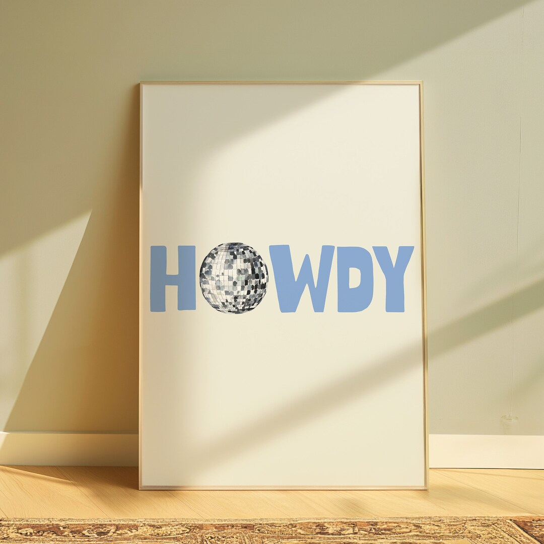 Disco Cowgirl Print, Coastal Cowgirl Wall Art, Disco Ball Print ...