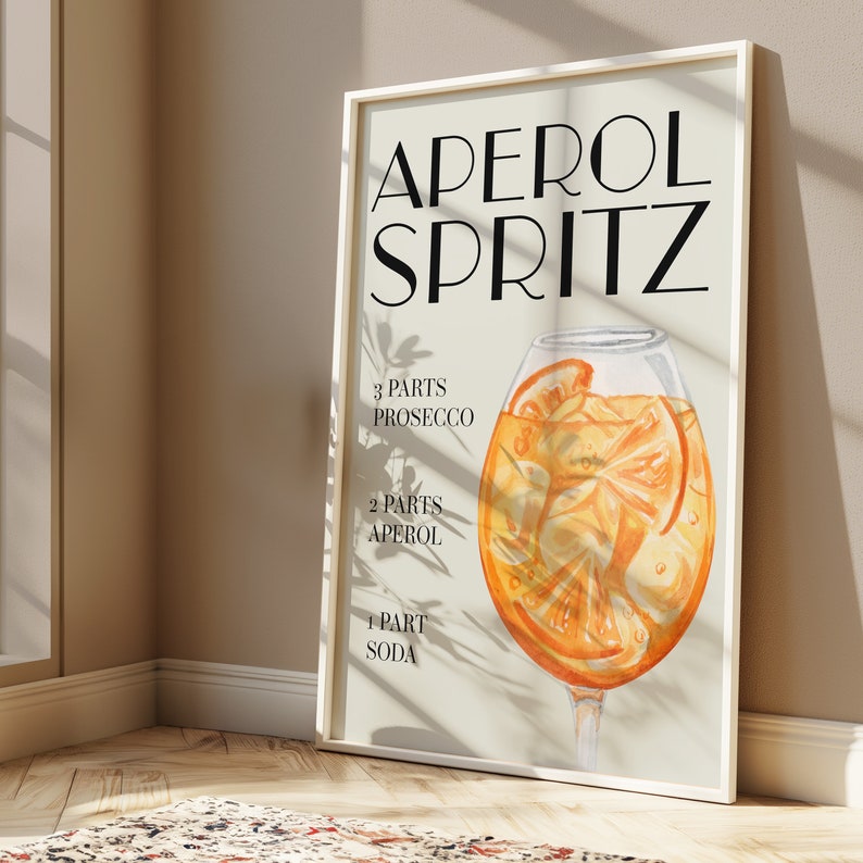 Aperol Spritz Print, Aperol Spritz Poster, Bar Cart Posters, Alcohol ...
