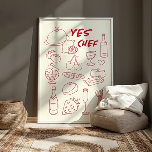Yes Chef Print, Wine Poster, Wine Illustration, Champagne Poster ...