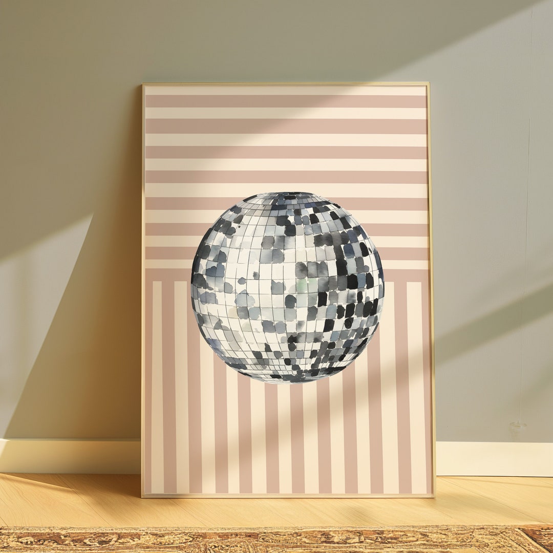 Retro Disco Wall Art, Disco Ball Decor, Disco Print, Disco Ball Wall ...