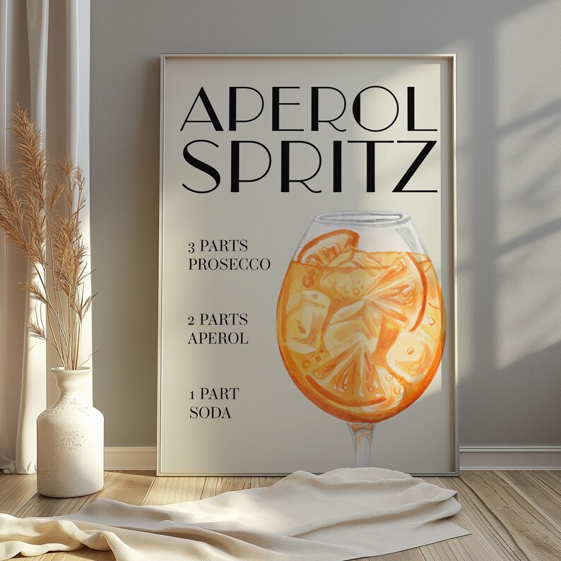 Aperol Spritz Print, Aperol Spritz Poster, Bar Cart Posters, Alcohol ...