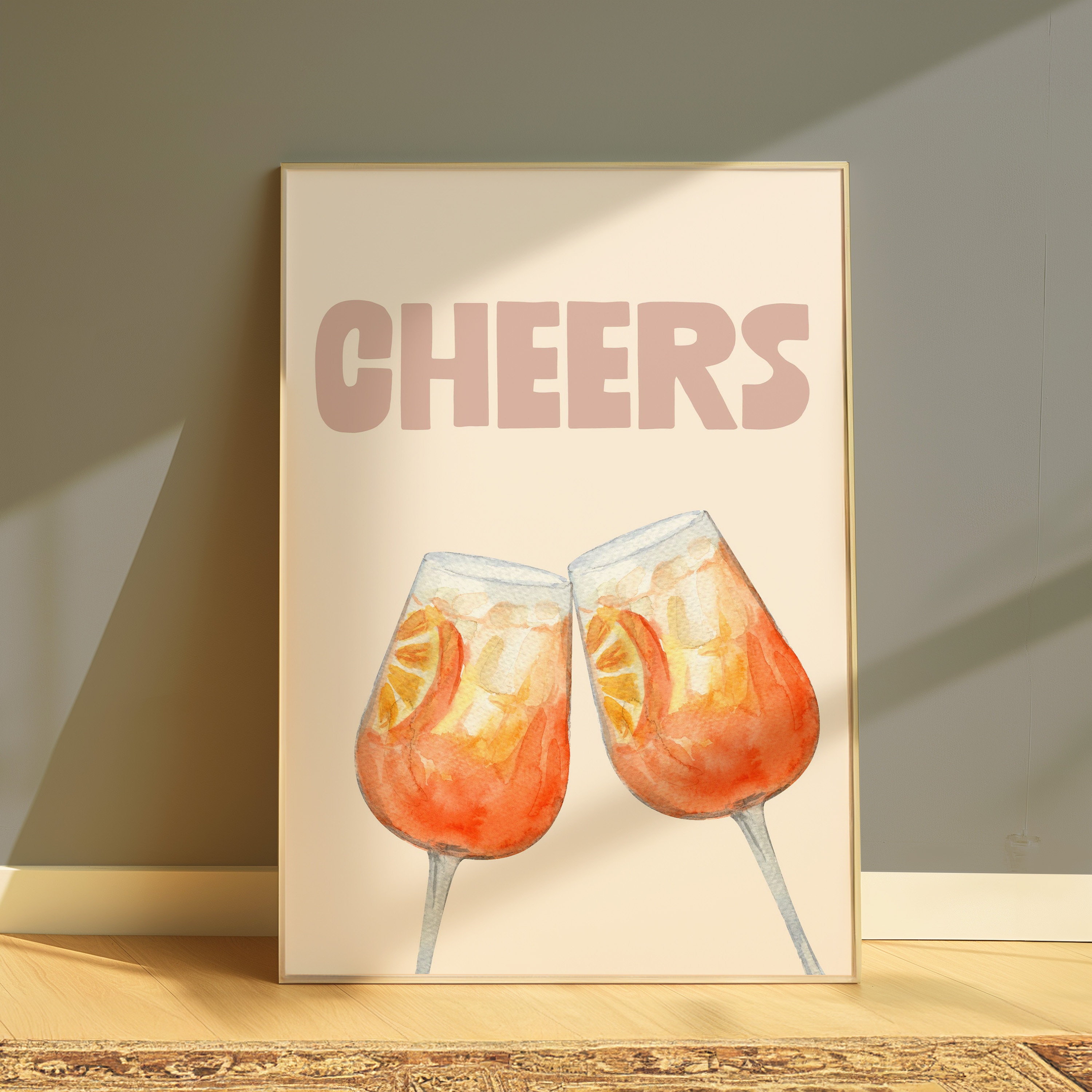 Aperol Spritz Print, Cheers Print, Light Pink Wall Art, Alcohol Prints ...