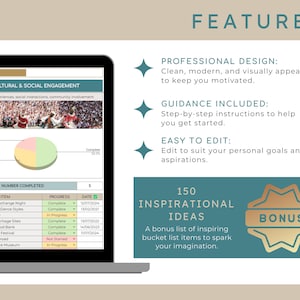 Bucket List Tracker Spreadsheet Template, Bucket List Google Sheets Editable, Bucket List ...