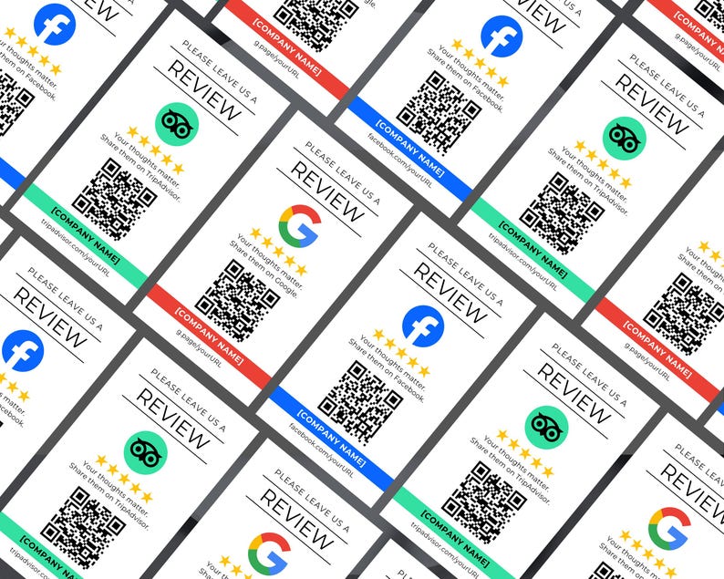 Customizable QR Review Template, Facebook, Google, Tripadvisor (digital ...