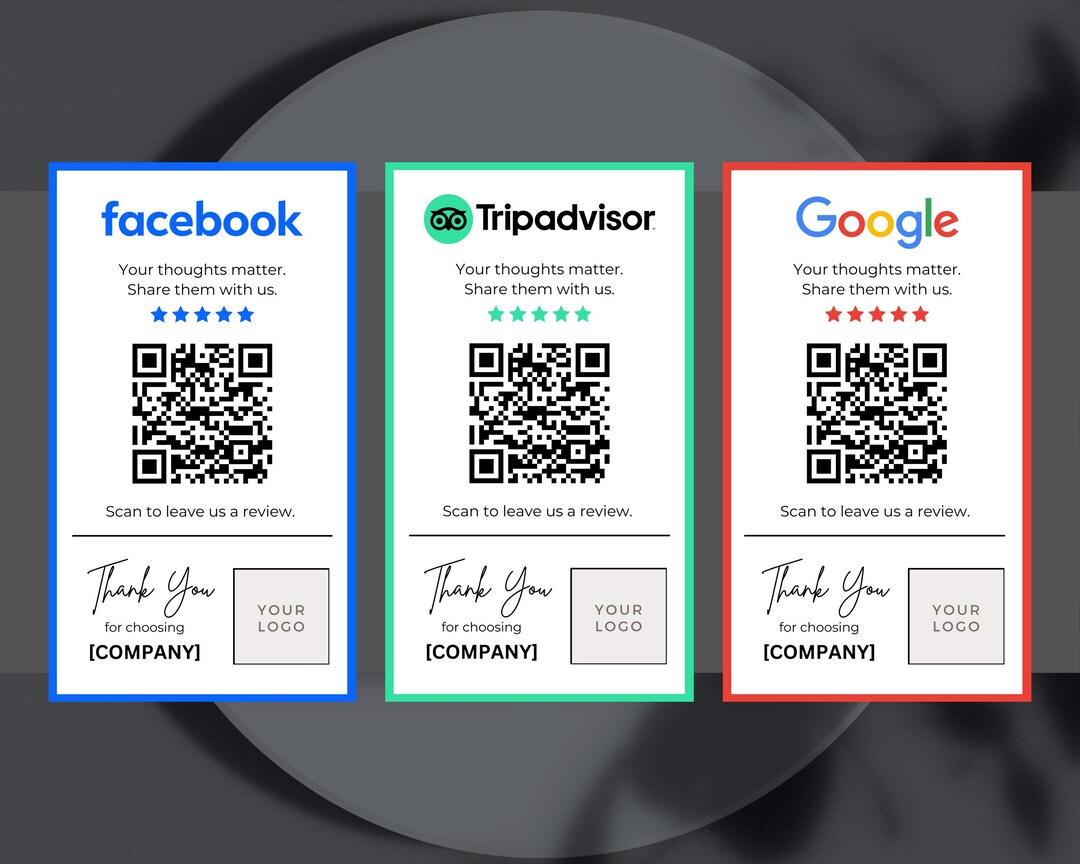 QR Review Template Bundle, Facebook, Google, Tripadvisor (digital ...