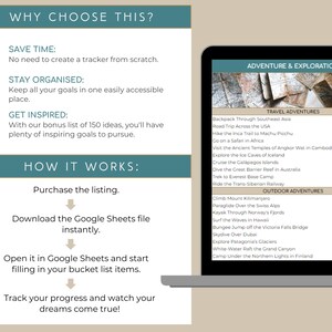 Bucket List Tracker Spreadsheet Template, Bucket List Google Sheets Editable, Bucket List ...