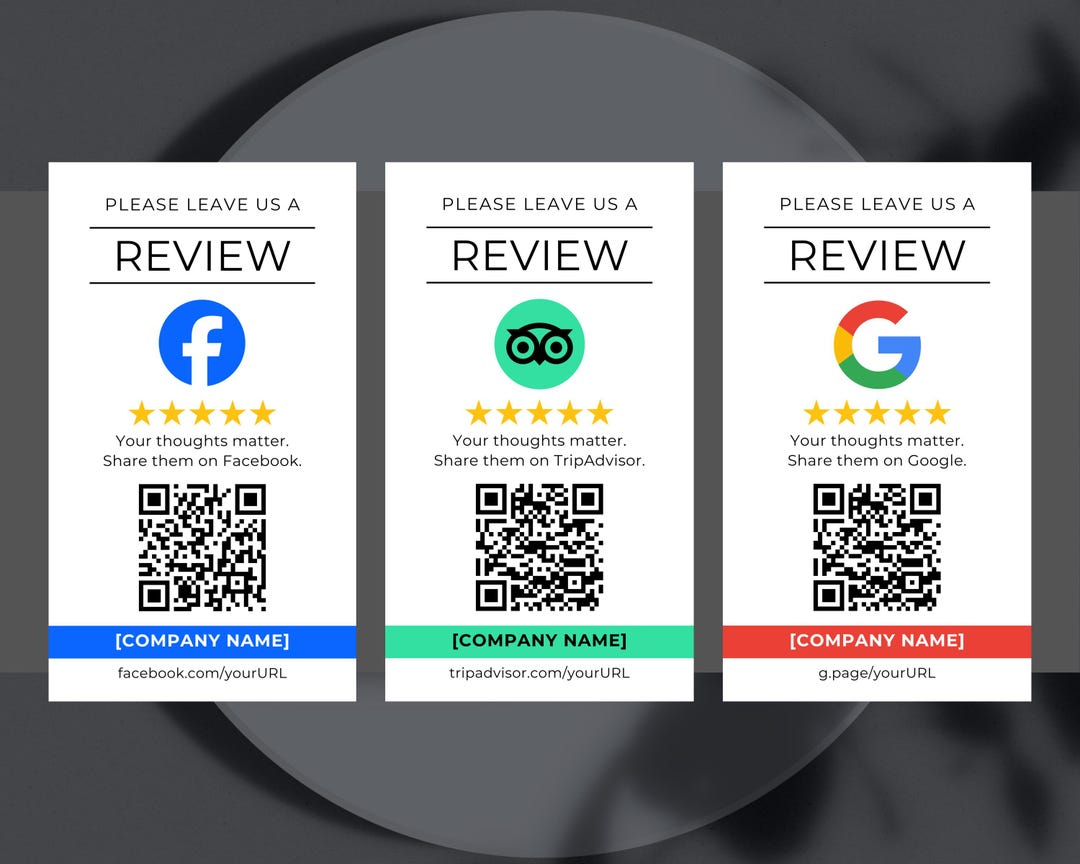 Customizable QR Review Template, Facebook, Google, Tripadvisor (digital ...