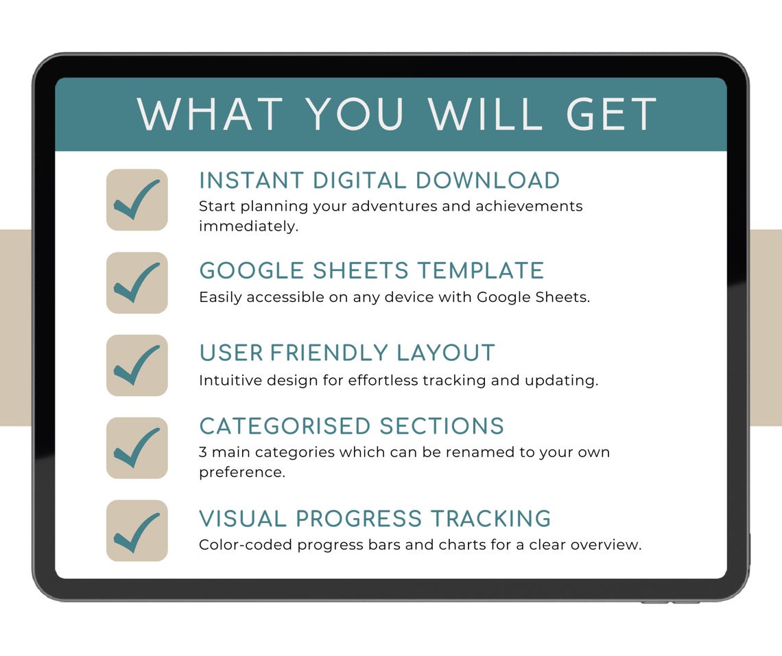 Bucket List Tracker Spreadsheet Template, Bucket List Google Sheets ...