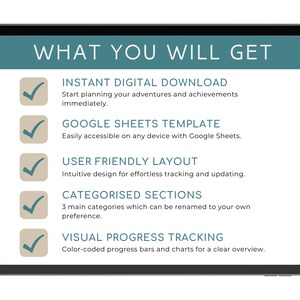 Bucket List Tracker Spreadsheet Template, Bucket List Google Sheets Editable, Bucket List ...