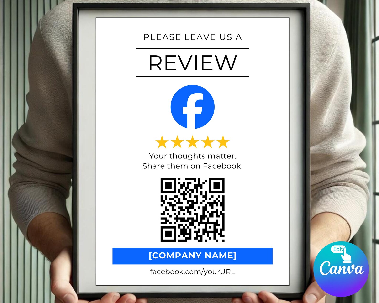Customizable QR Review Template, Facebook, Google, Tripadvisor (digital ...