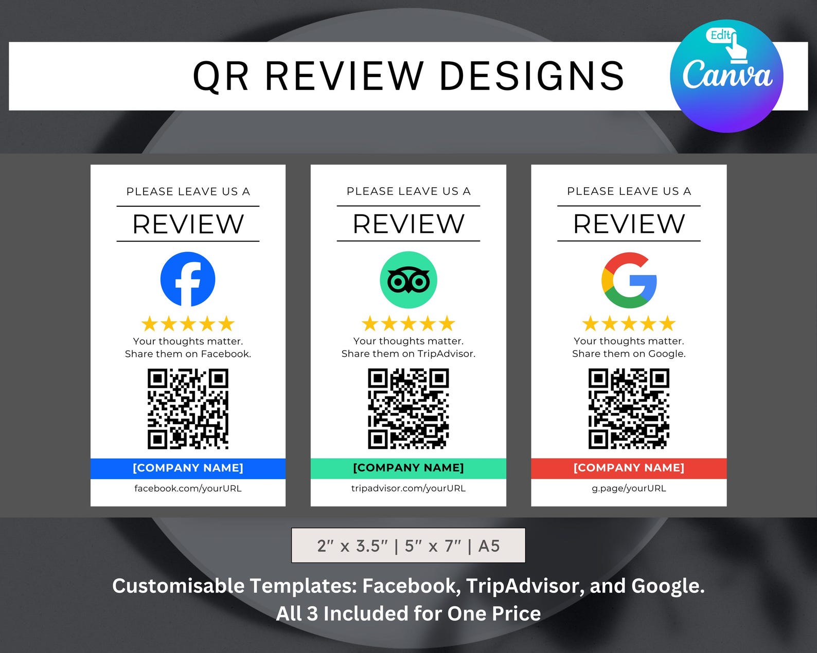 Customizable QR Review Template, Facebook, Google, Tripadvisor (digital ...