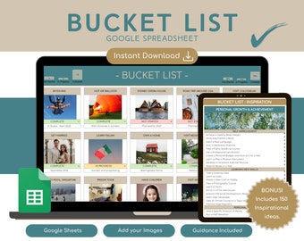 Bucket List Tracker Spreadsheet Template, Bucket List Google Sheets Editable, Bucket List ...