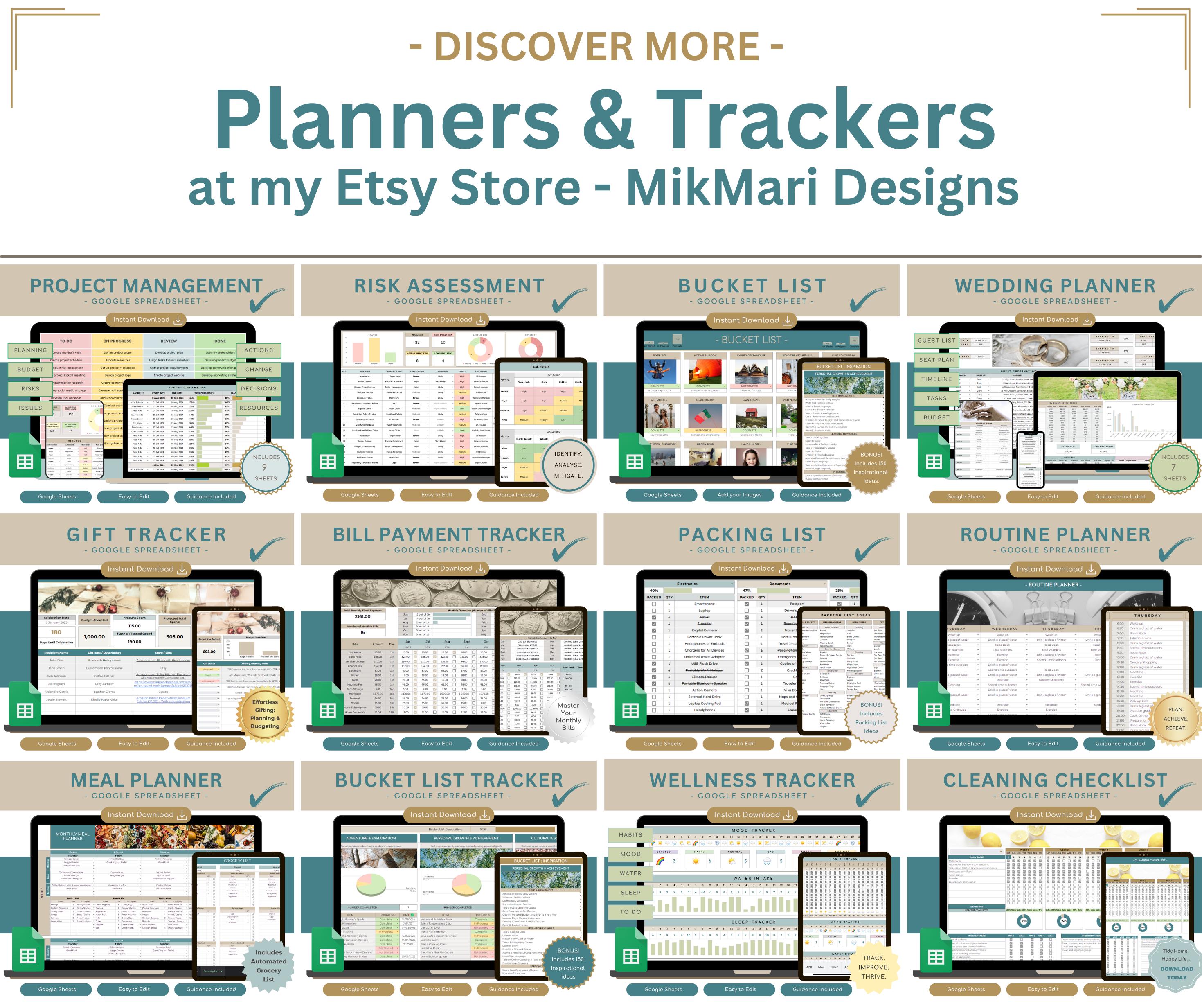 Risk Matrix and Risk Assessment Google Sheets Template Digital Download ...