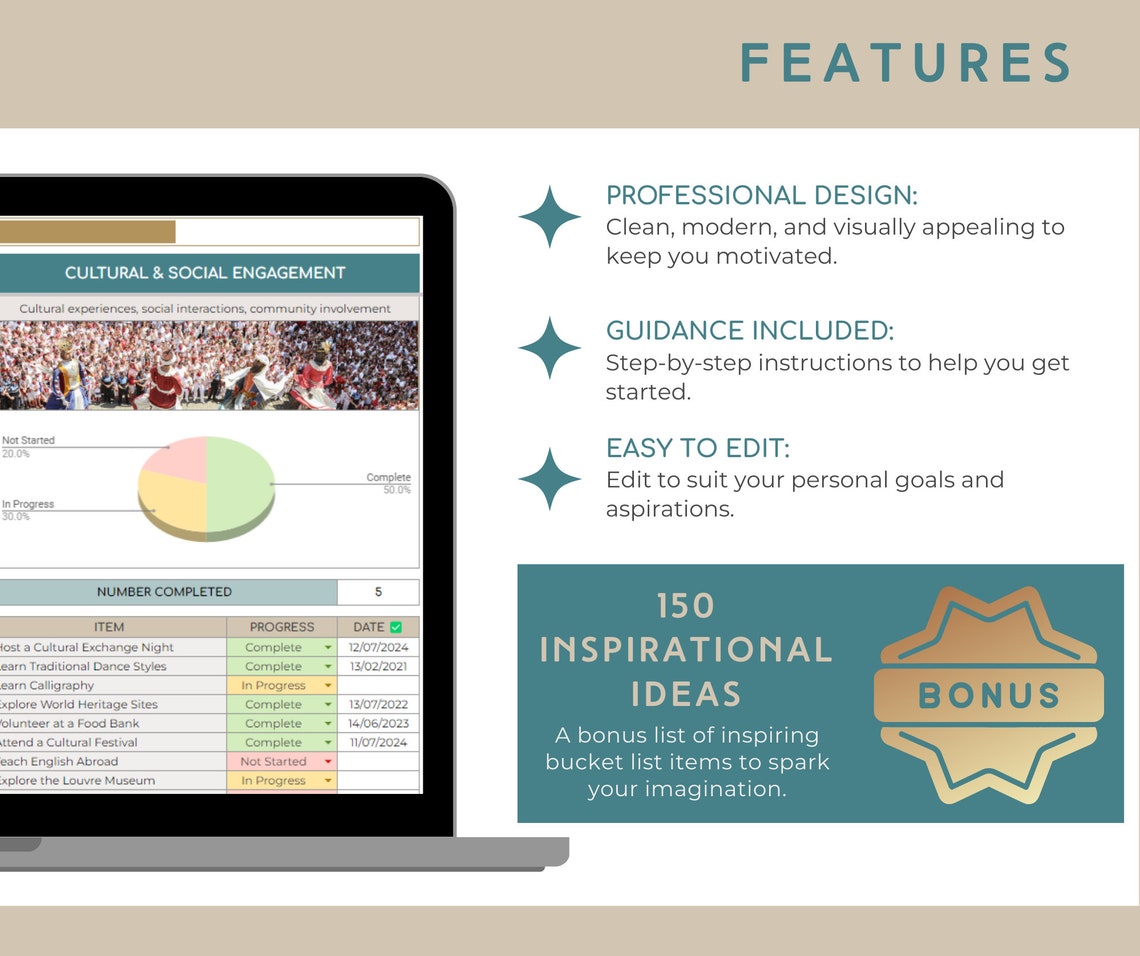 Bucket List Tracker Spreadsheet Template, Bucket List Google Sheets ...