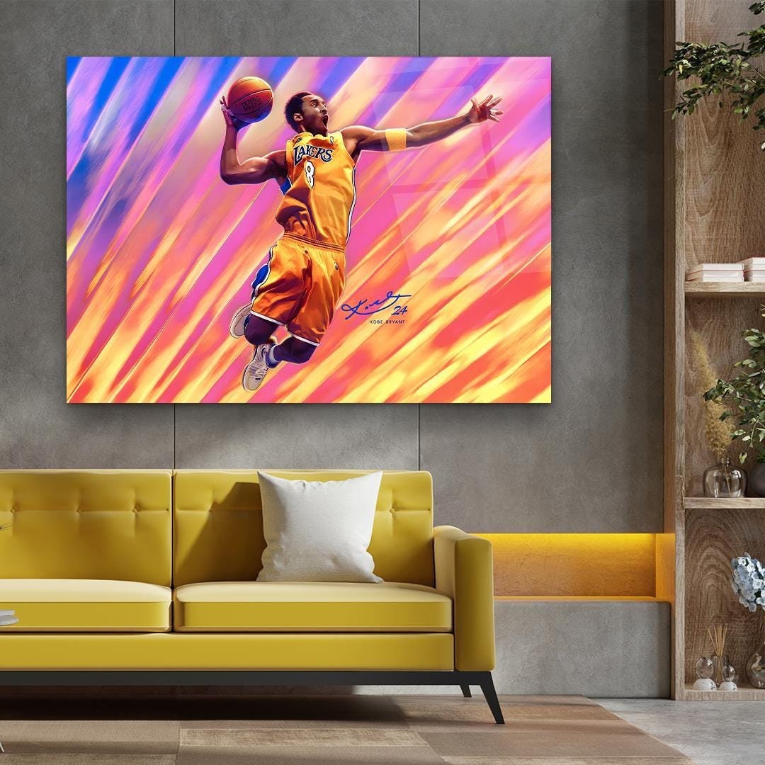 Kobe Bryant Horizontal Glass Painting - Vibrant Well Decor - Etsy