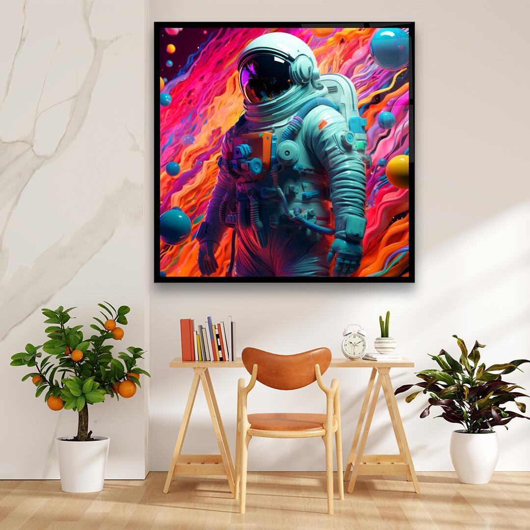 Astronaut Square Glass Table - Vibrant Wall Decor - Etsy