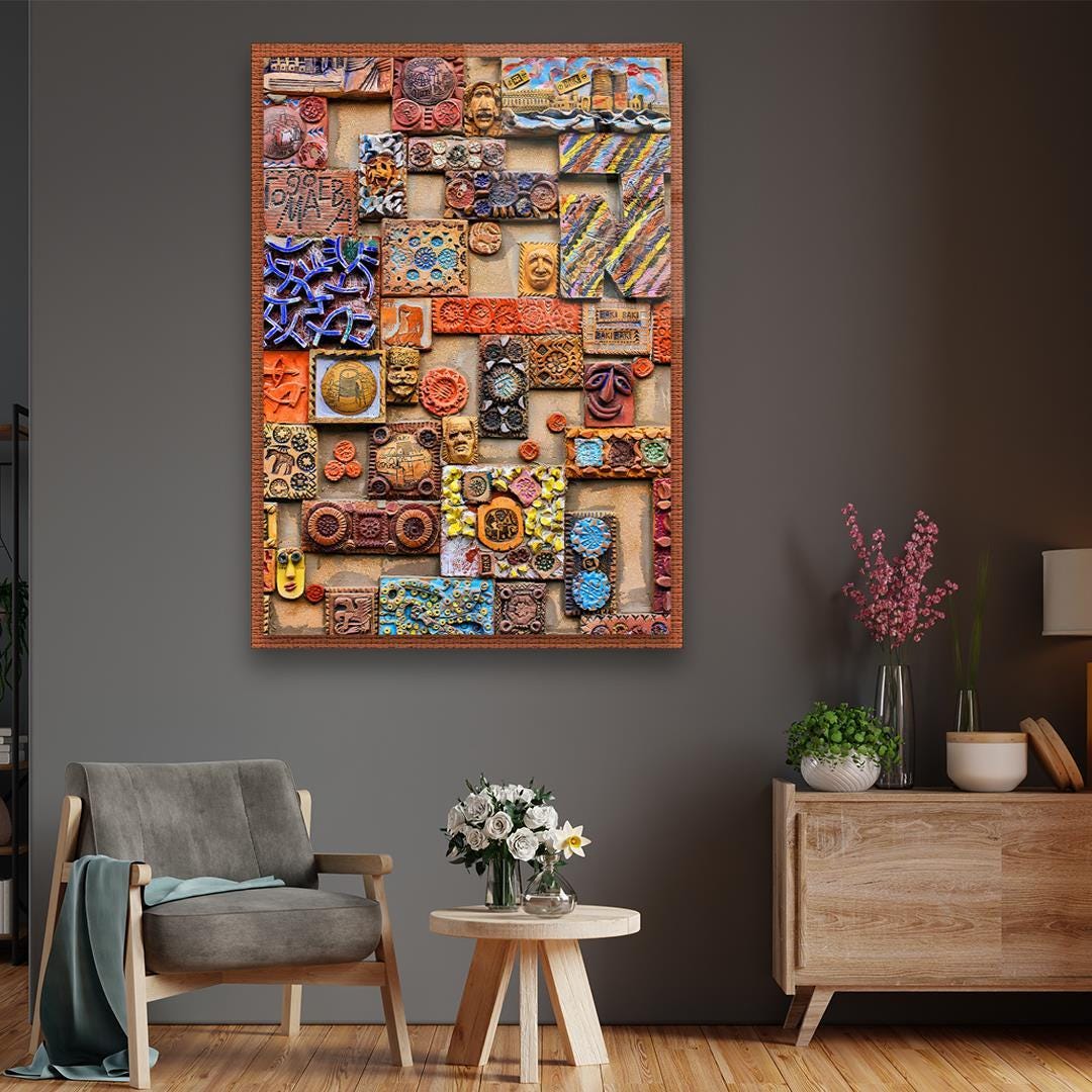 Baku Ceramic Works Vertical Glass Painting - Vibrant Wall Decor - Etsy