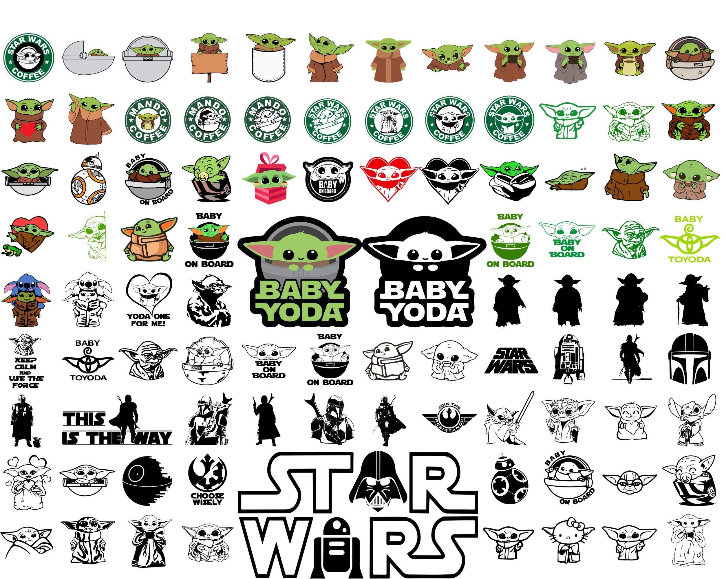 Baby Yoda Svg Bundle, Baby Yoda Png, Baby Yoday Birthday, Grogu Svg ...