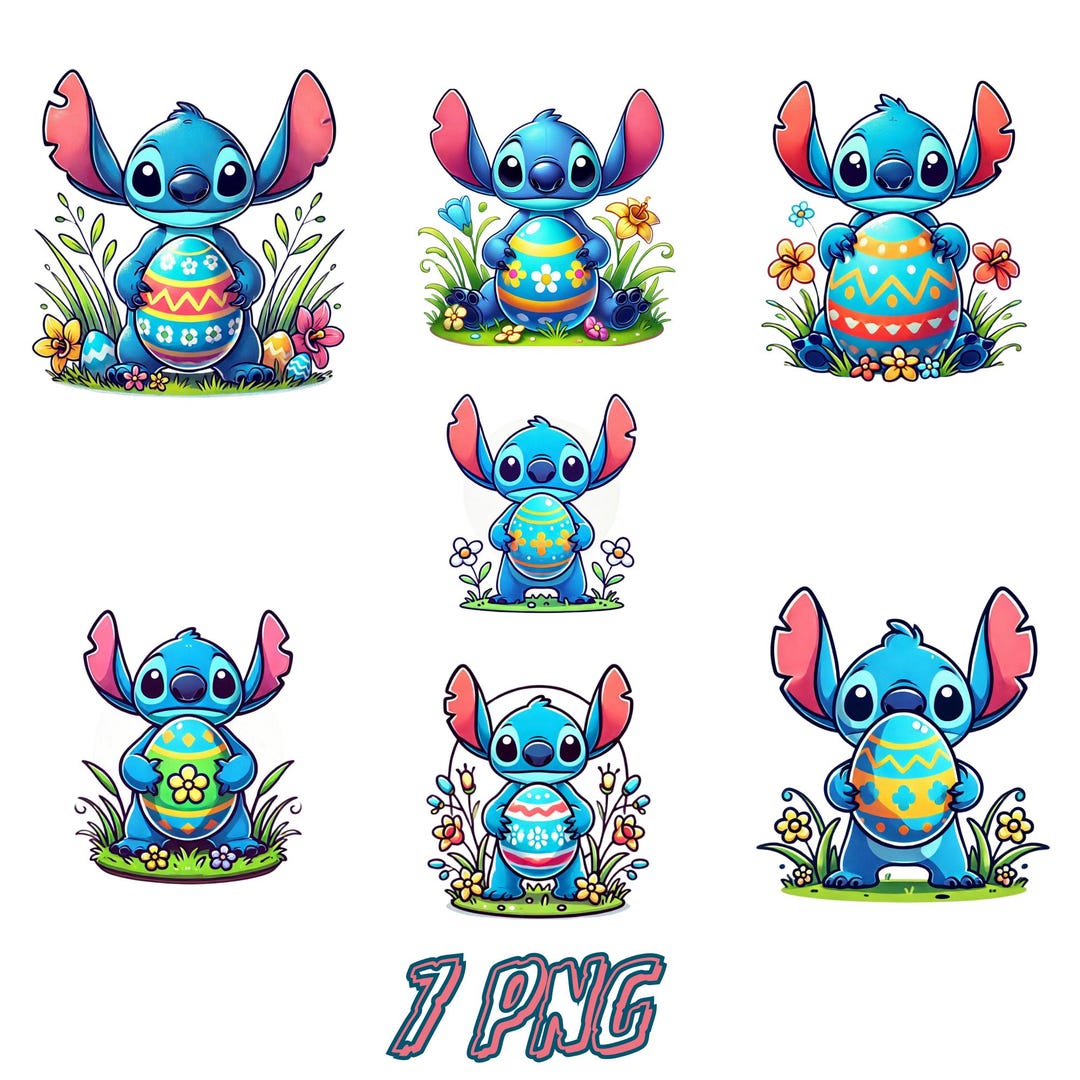 7 Stitch Easter PNG, Cute Stitch With Easter Eggs, Spring Floral ...