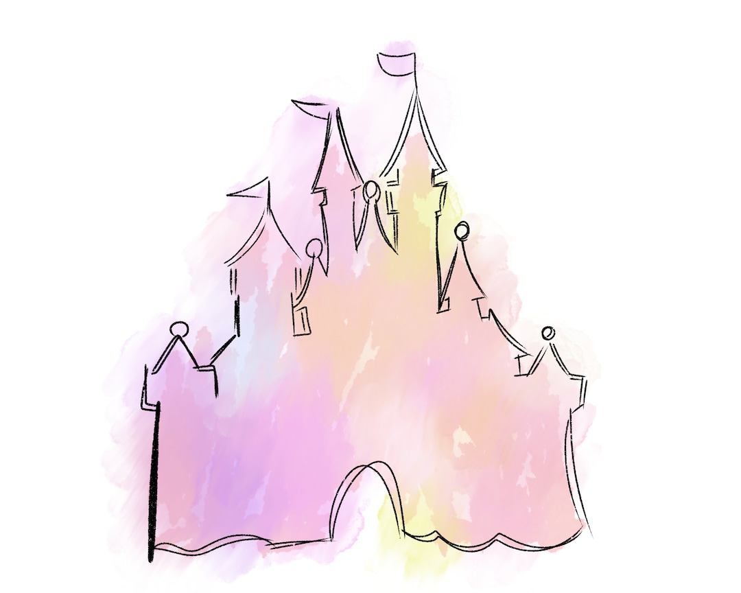 Watercolor Magical Kingdom Png, Mouse Ear Castle Png, Retro Colorful ...