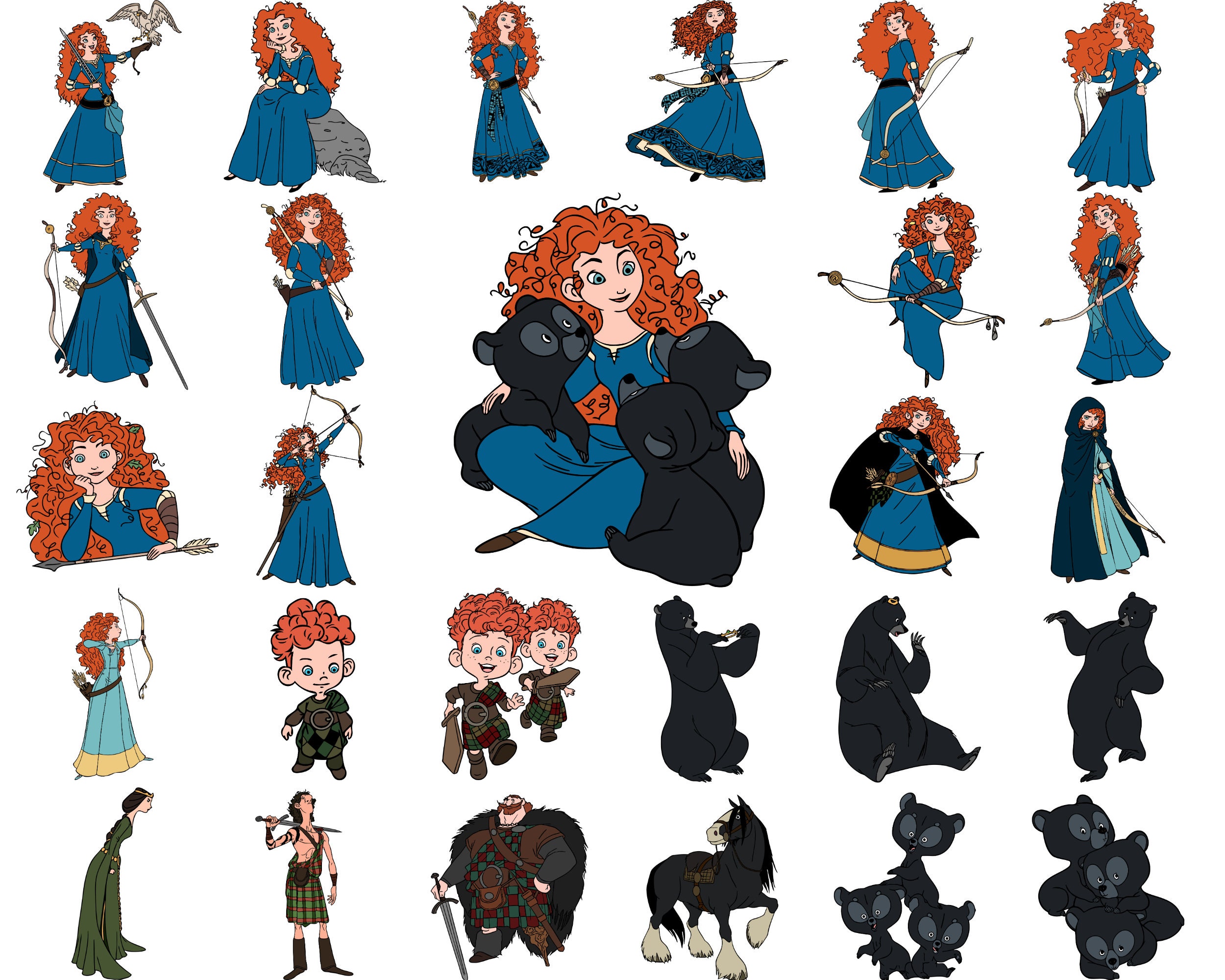 Brave Clipart, Paquete SVG de Mérida, SVG valiente, Paquete valiente ...