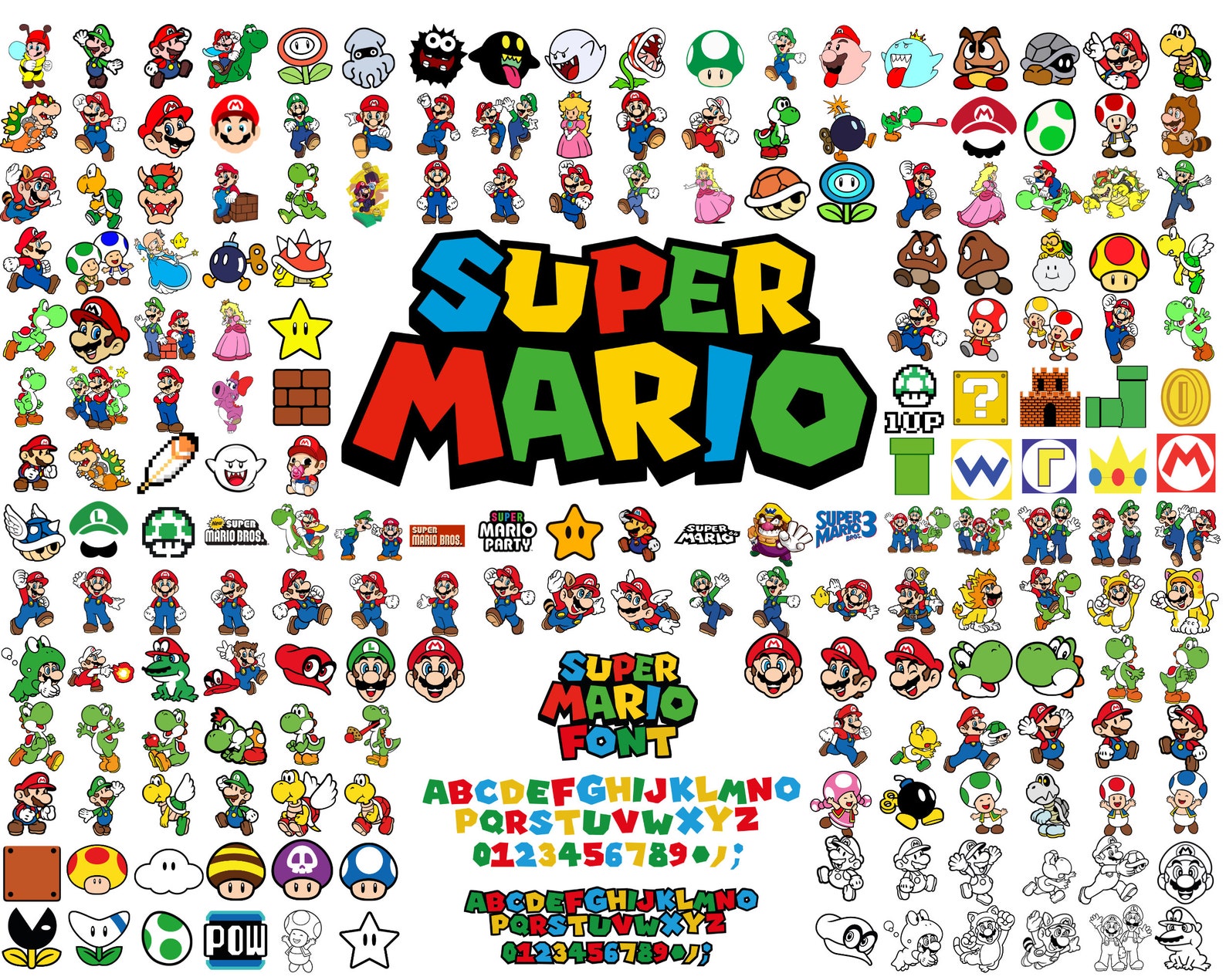 Paquete de archivos SVG de Super Mario para Cricut y sublimación ...