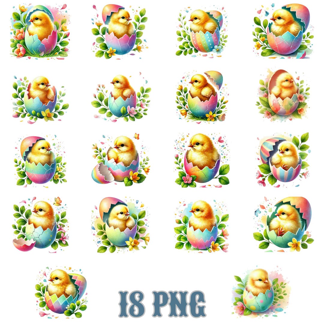 18 Cute Easter Chick PNG, Spring Chick in Egg Designs, Pastel Hatching ...