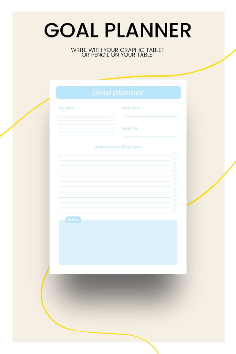 Colored Goal Plan Printable, Goal Setting, Progress Tracker, Habit ...