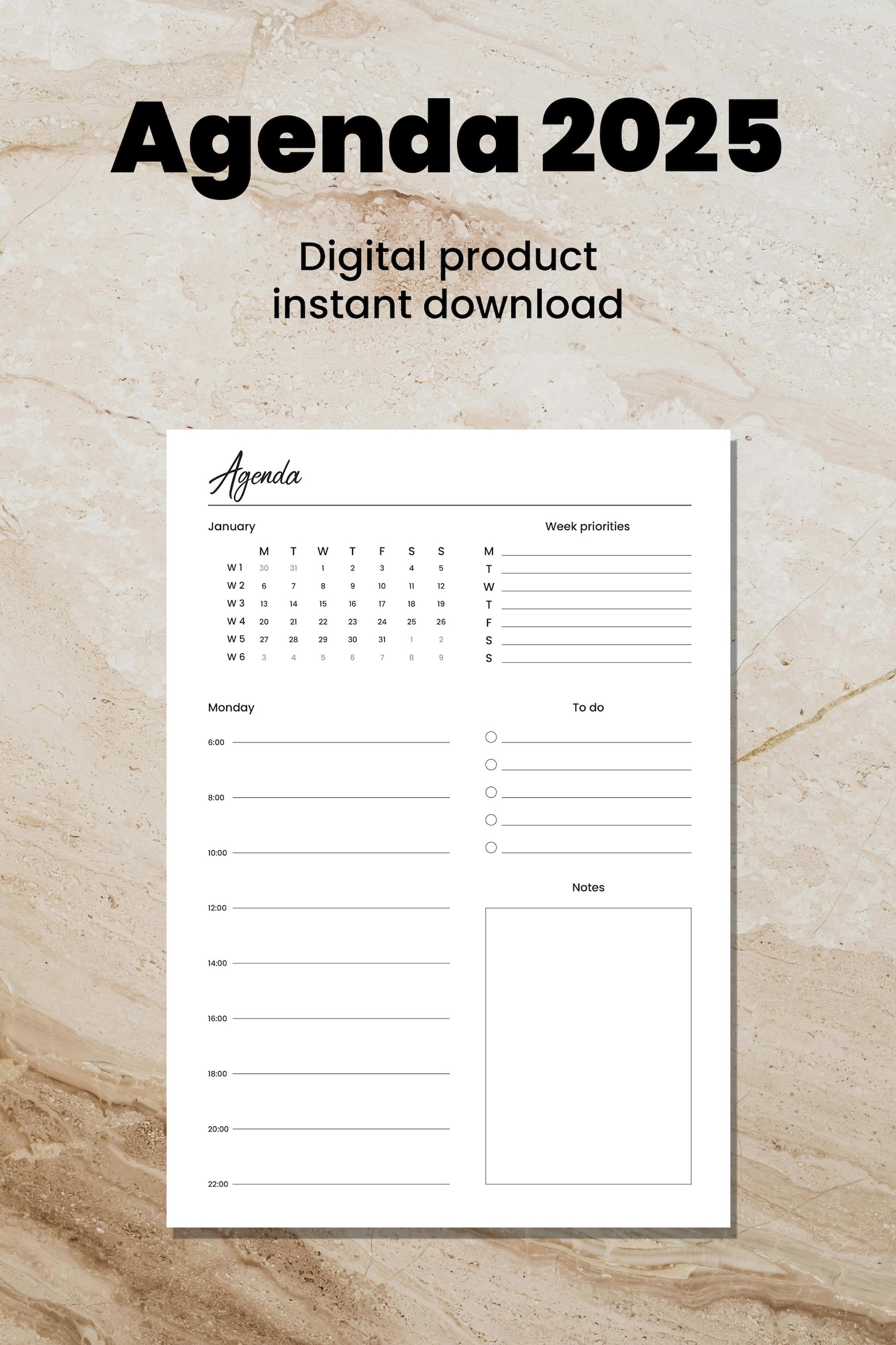 Agenda 2025 Printable, Daily Planner, Goal Setting, to Do List, Meeting ...